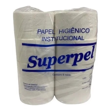 8 Rolos de Papel Higiênico Institucional Superpel 300m - Branco ...