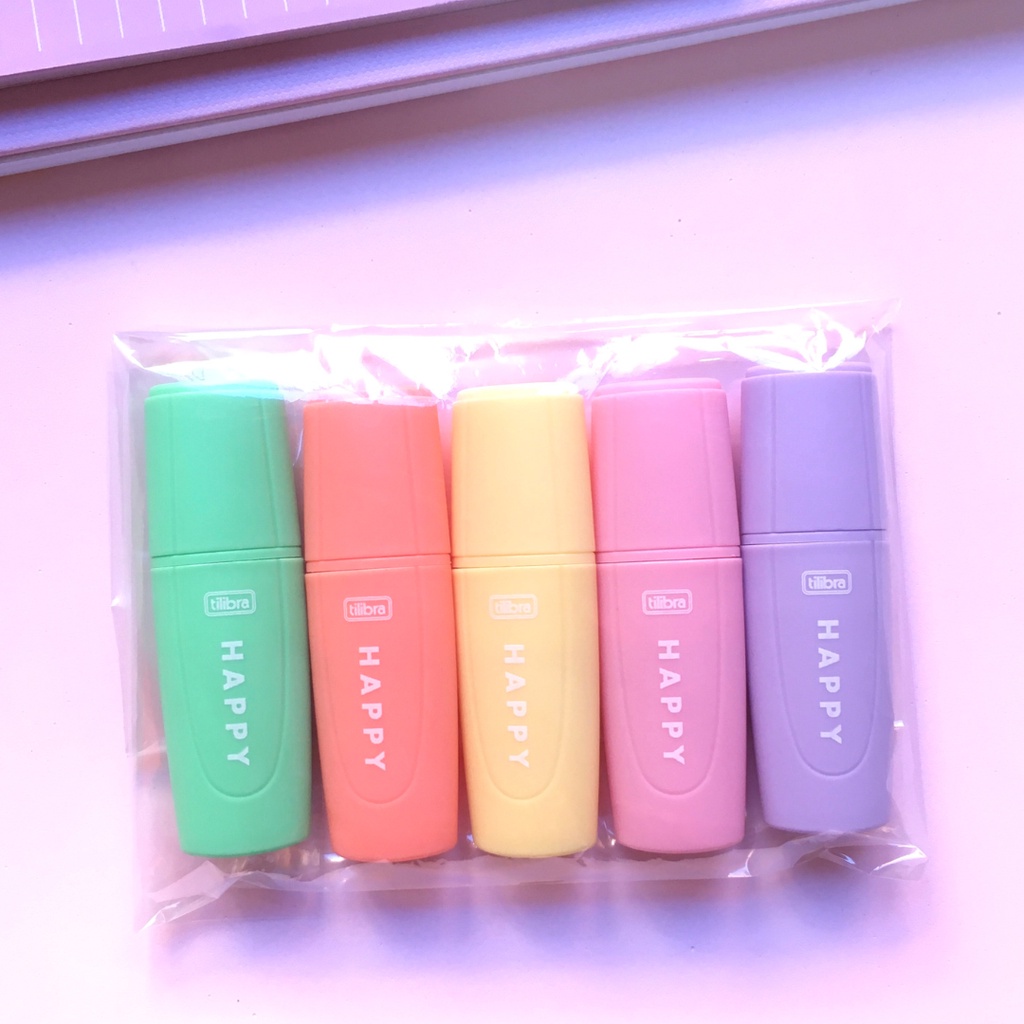 Kit Mini Marca-texto Happy c/5 unidades | Shopee Brasil