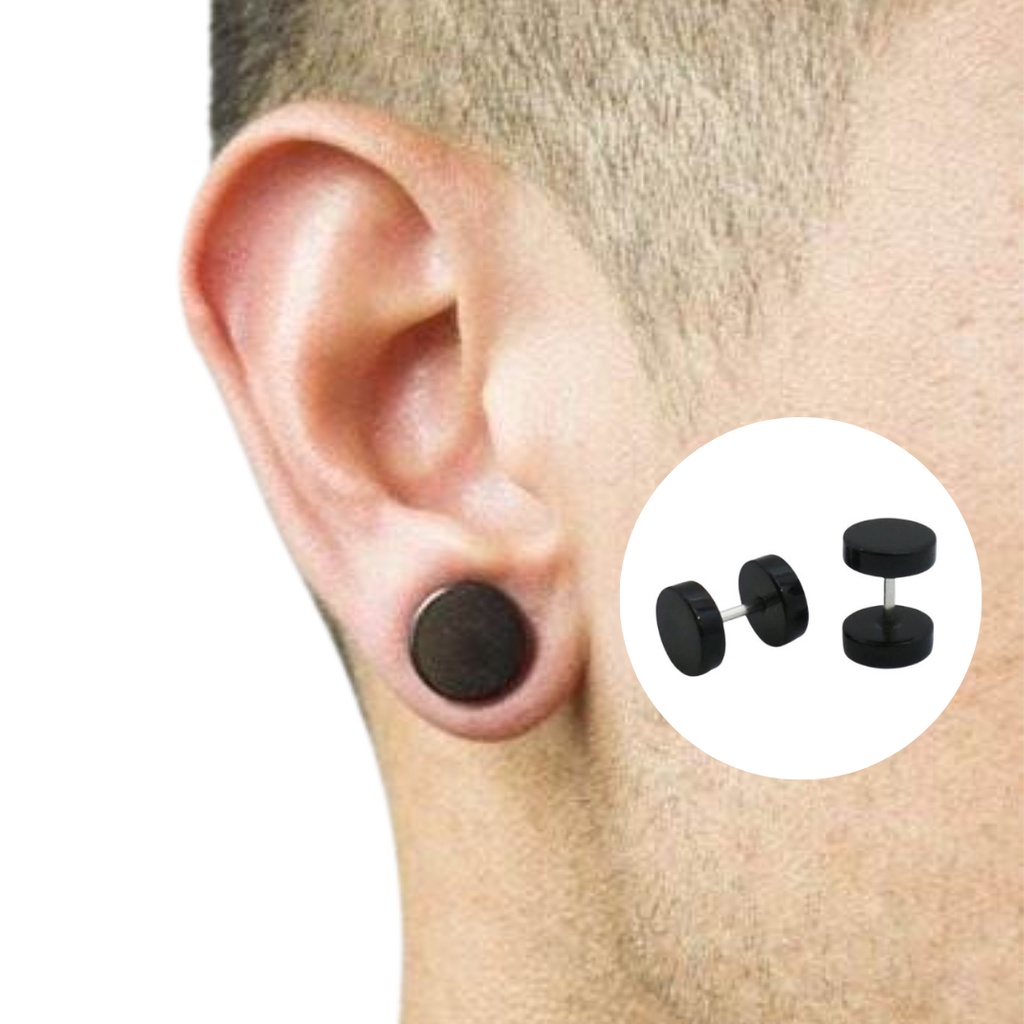 Par de Brinco masculino e feminino modelo falso alargador não descasca | Shopee Brasil