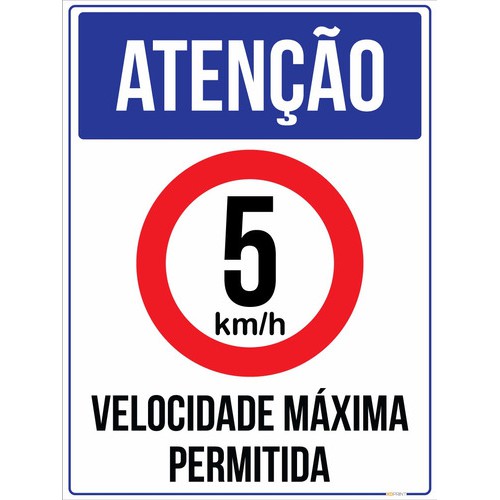 Placa Atenção Velocidade Máxima Permitida 5 Km/h | Shopee Brasil