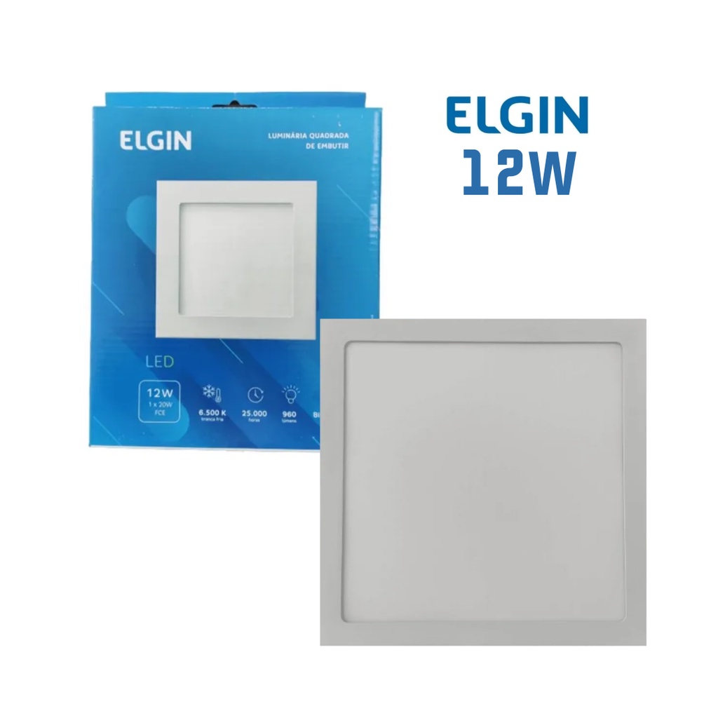 Luminaria Embutir Led 12W 6500K Quadrado - ELGIN | Shopee Brasil