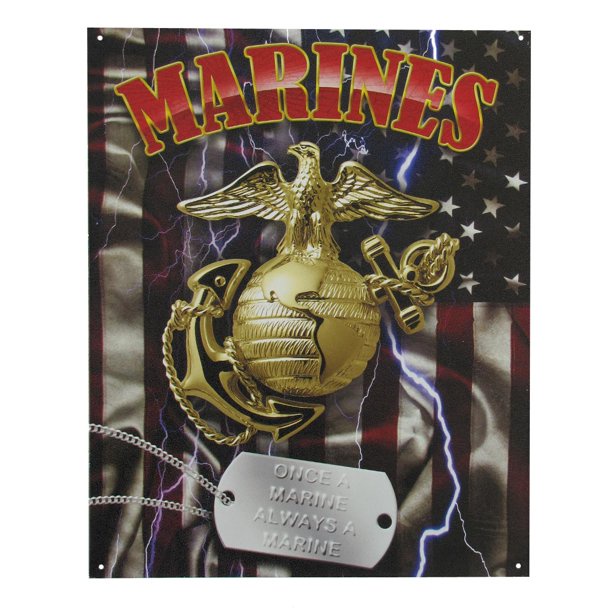 USMC Fuzileiros Navais Militares US Tin Metal Sign W Dog Tag-Uma Vez Um ...