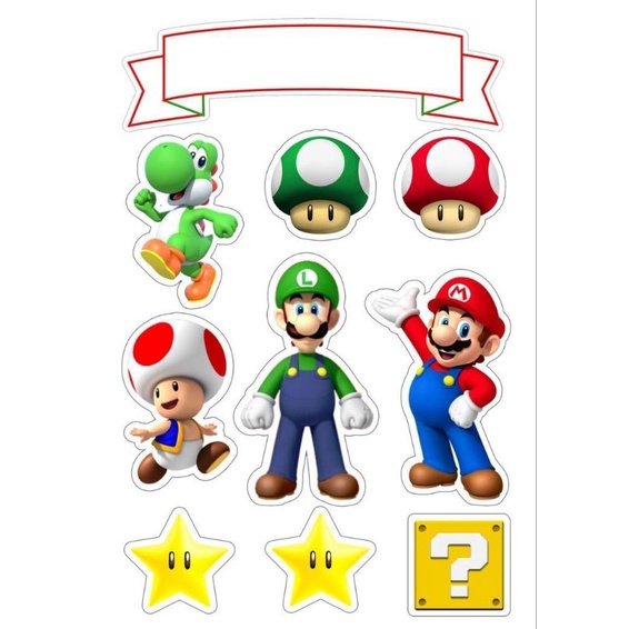 Topo Topper para bolo Mario | Shopee Brasil
