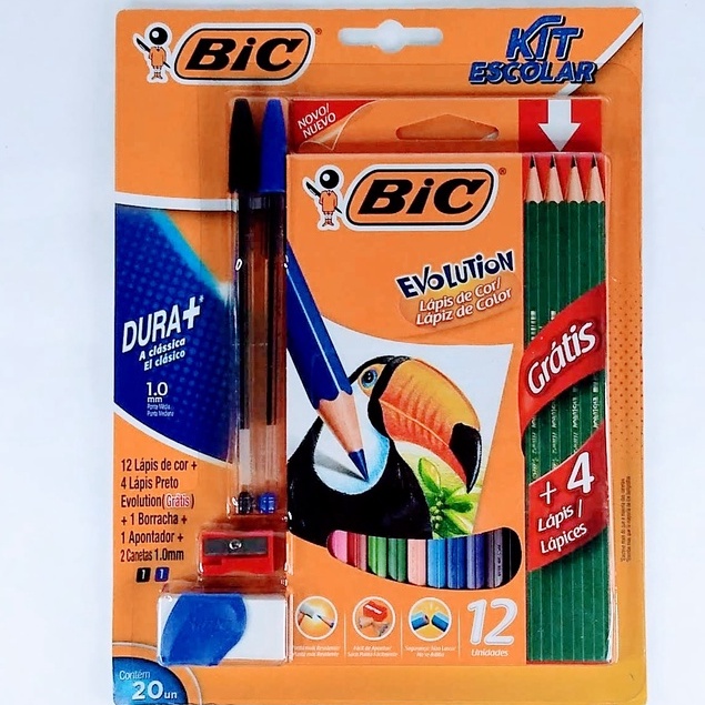 KIT ESCOLAR BIC + CADERNO 100 FOLHAS CAPA DURA | Shopee Brasil