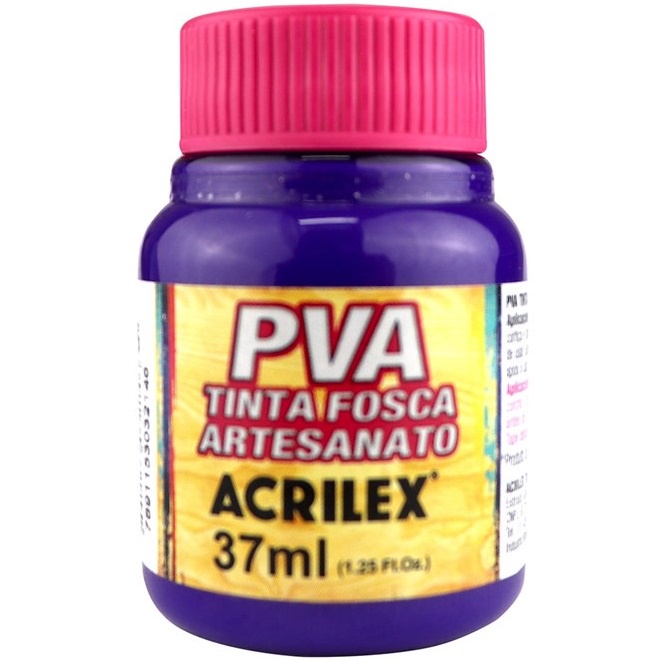 Tinta PVA Fosca Violeta 37ml Acrilex - Tinta para madeira, cortiça ...