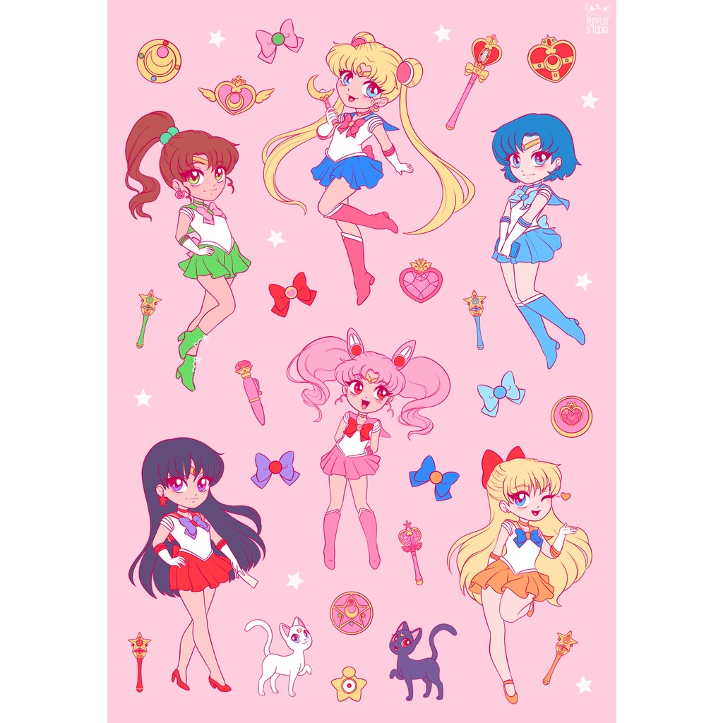 Cartela De Adesivos Sailor Moon Shopee Brasil