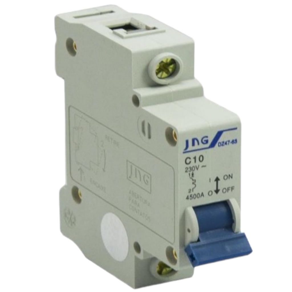DISJUNTOR UNIPOLAR DIN JNG 10A CURVA C DZ47-63 230V | Shopee Brasil