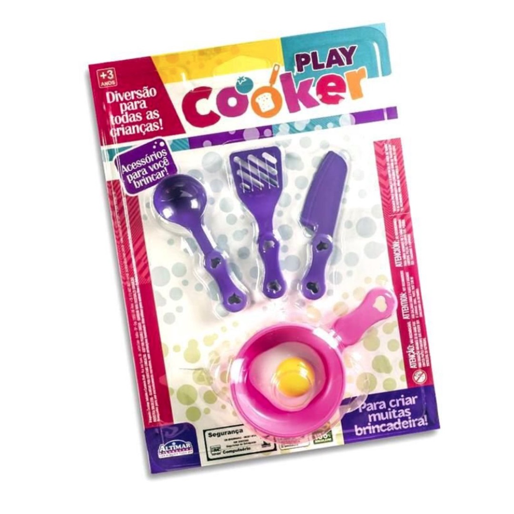 Kit com 3 Utensilios com Frigideira e Ovo Brinquedo Infantil de Cozinha ...