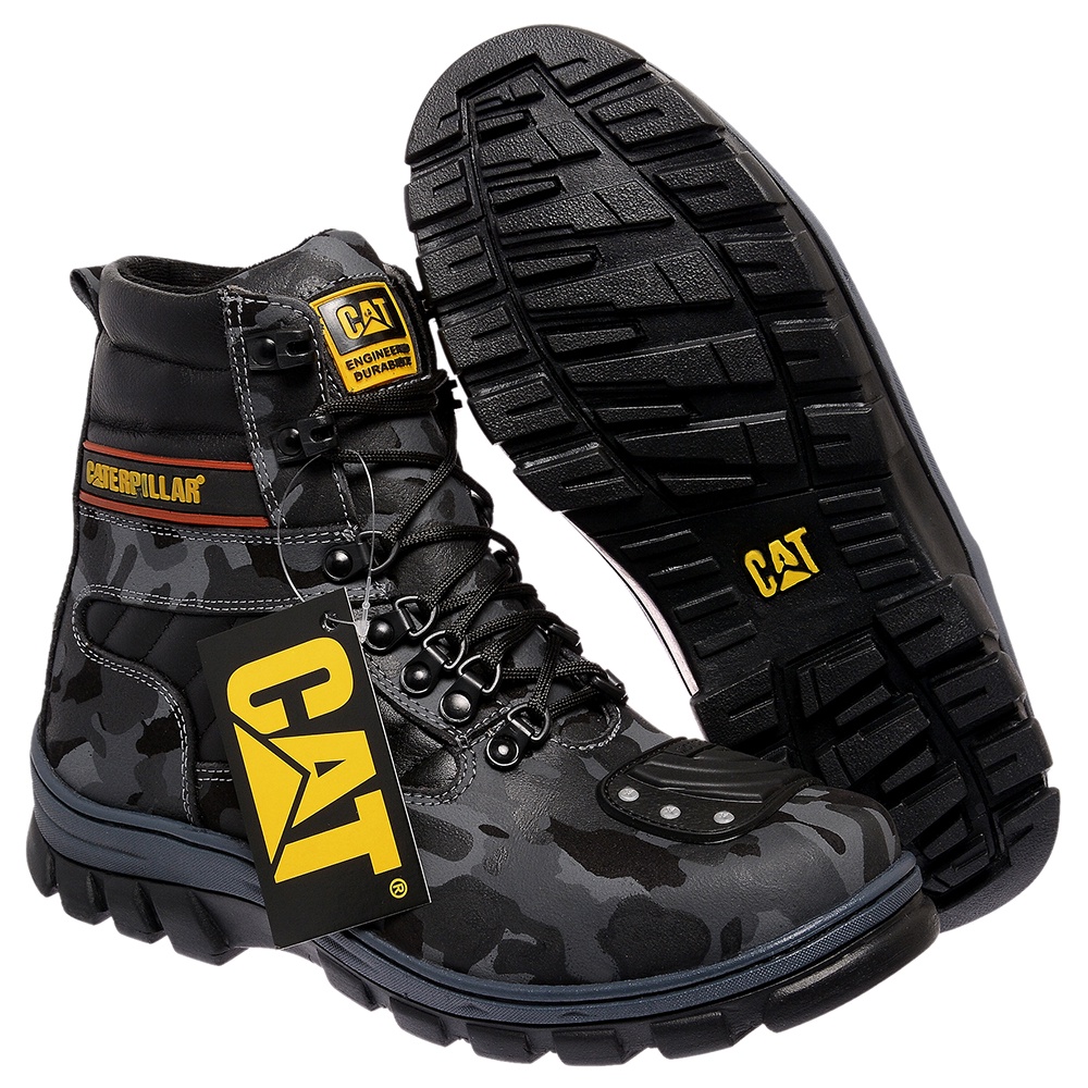 Bota Motociclista CAT Masculina Caterpillar em Couro Top+! | Shopee Brasil