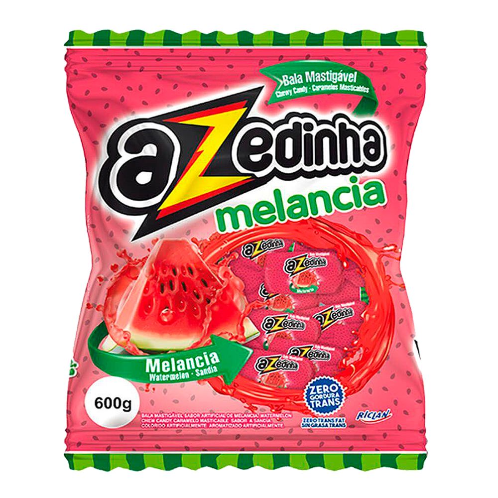 Bala Azedinha Mastigável sabor Melancia pacote 600g | Shopee Brasil