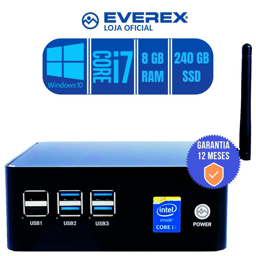 Mini PC NUC Smartbox Everex Intel Core i7, 8GB Memória, 240GB SSD e ...