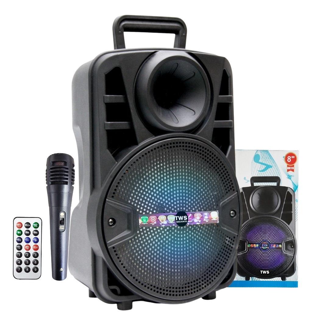 Caixa de Som Potente Bluetooth Pendrive Radio Fm 1000W PMPO + Microfone ...