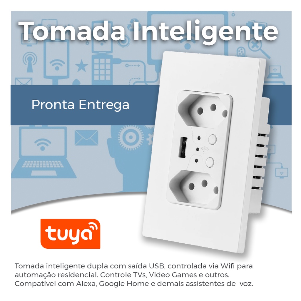Tomada Inteligente de Parede - Wifi - Automação Residencial - Smart ...