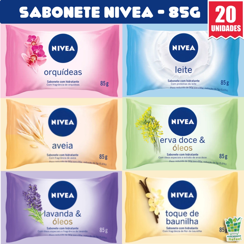 Sabonete Em Barra Com Hidratante Nivea 85g 20 Unidades | Shopee Brasil