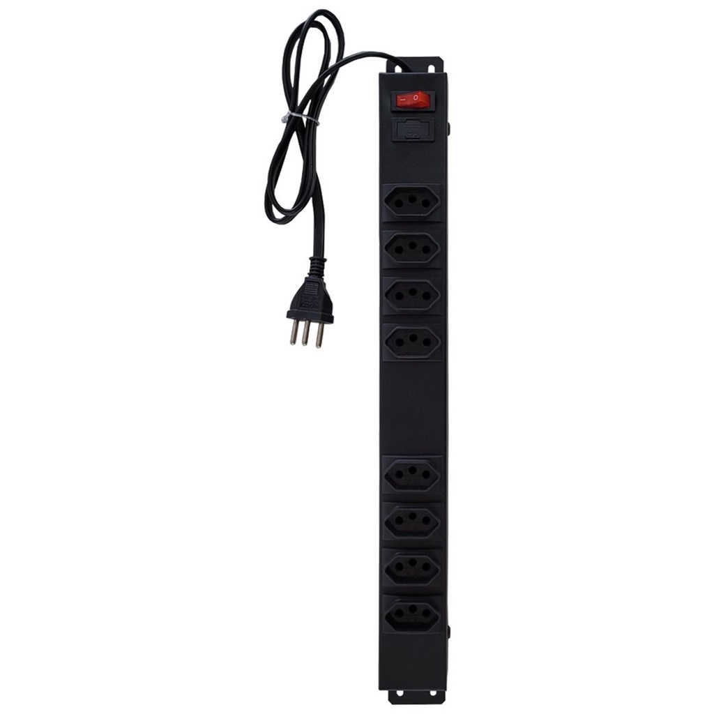 Filtro de Linha 8 Tomadas Régua de Rack - 19 Polegadas Ferro Com ...