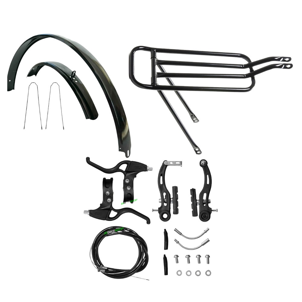 Kit Paralama De Bike Em Inox Aro 26 + Bagageiro e Kit V-brake | Shopee Brasil