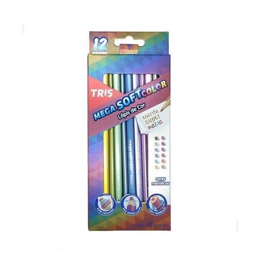 Lápis de Cor Mega Soft Color - Metálico - 12 cores | Shopee Brasil