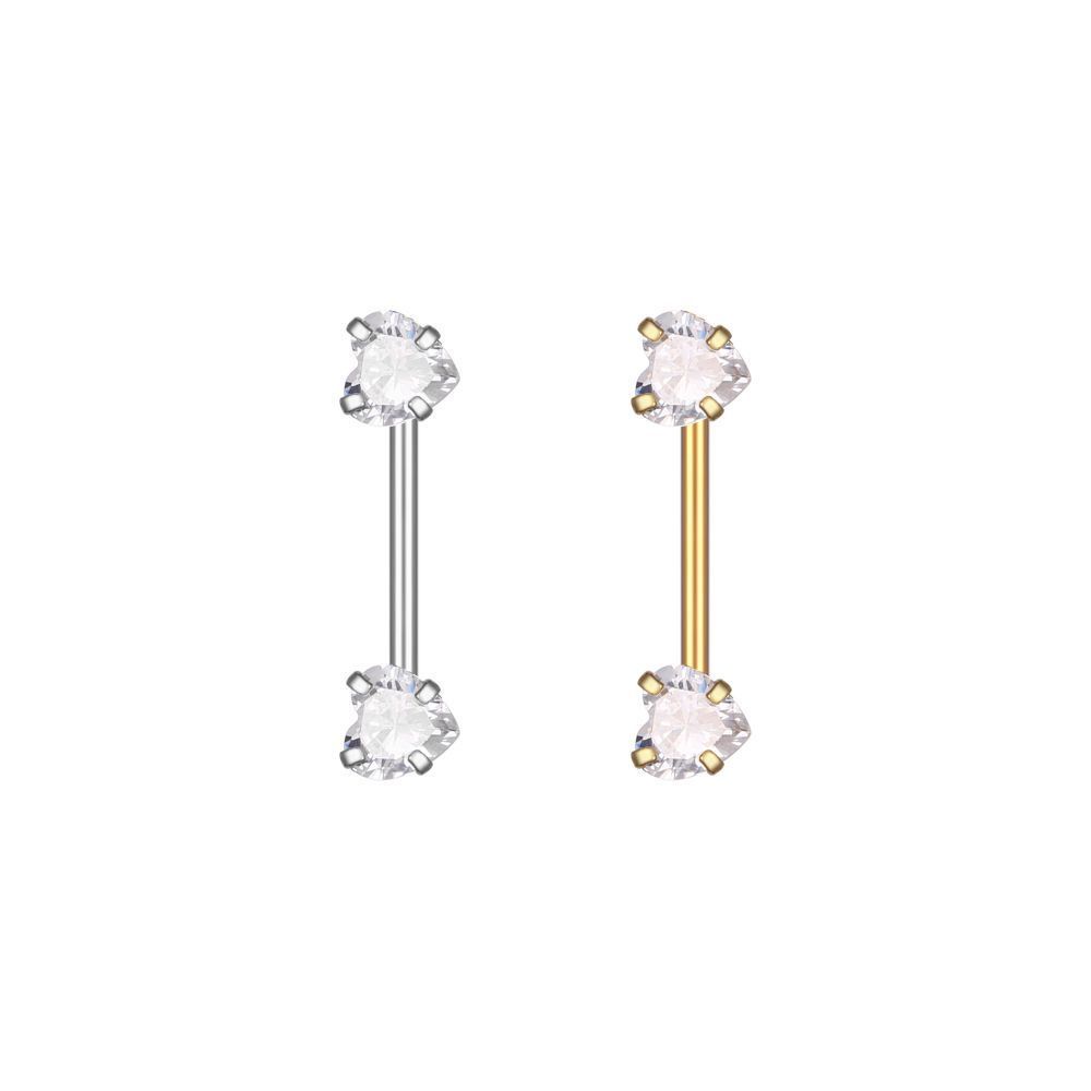 Piercing Mamilo PUSH PIN Aço Cirúrgico PVD Zircônia Coração / Mamilo ...