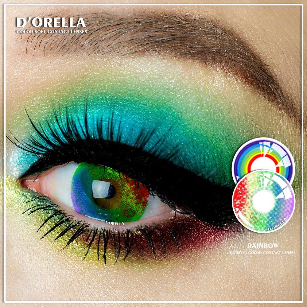 DORELLA 1 Pair RAINBOW SERIES Cosmetic Color Soft Contact Lens Cosplay ...