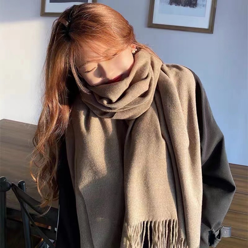 Cachecol lisa de 120～230g com franjas pronto para entrega | Shopee Brasil