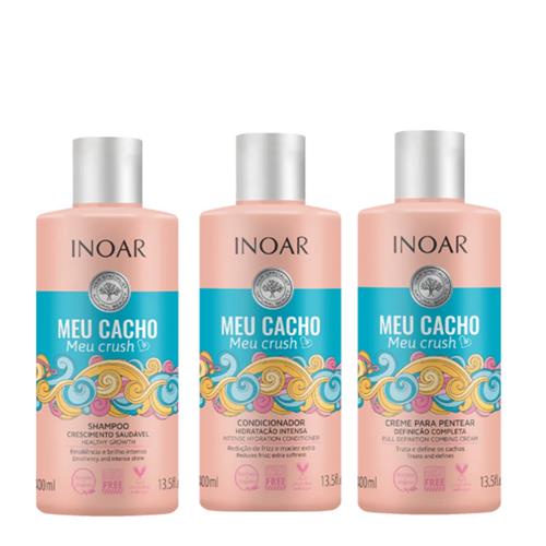 Kit Inoar Shampoo e Condicionador + Creme de Pentear Meu Cacho Meu Crush 400ml | Shopee Brasil