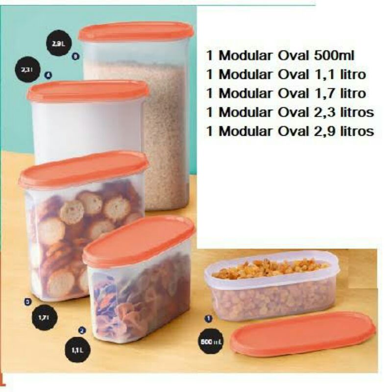 Kit modular oval Tupperware | Shopee Brasil