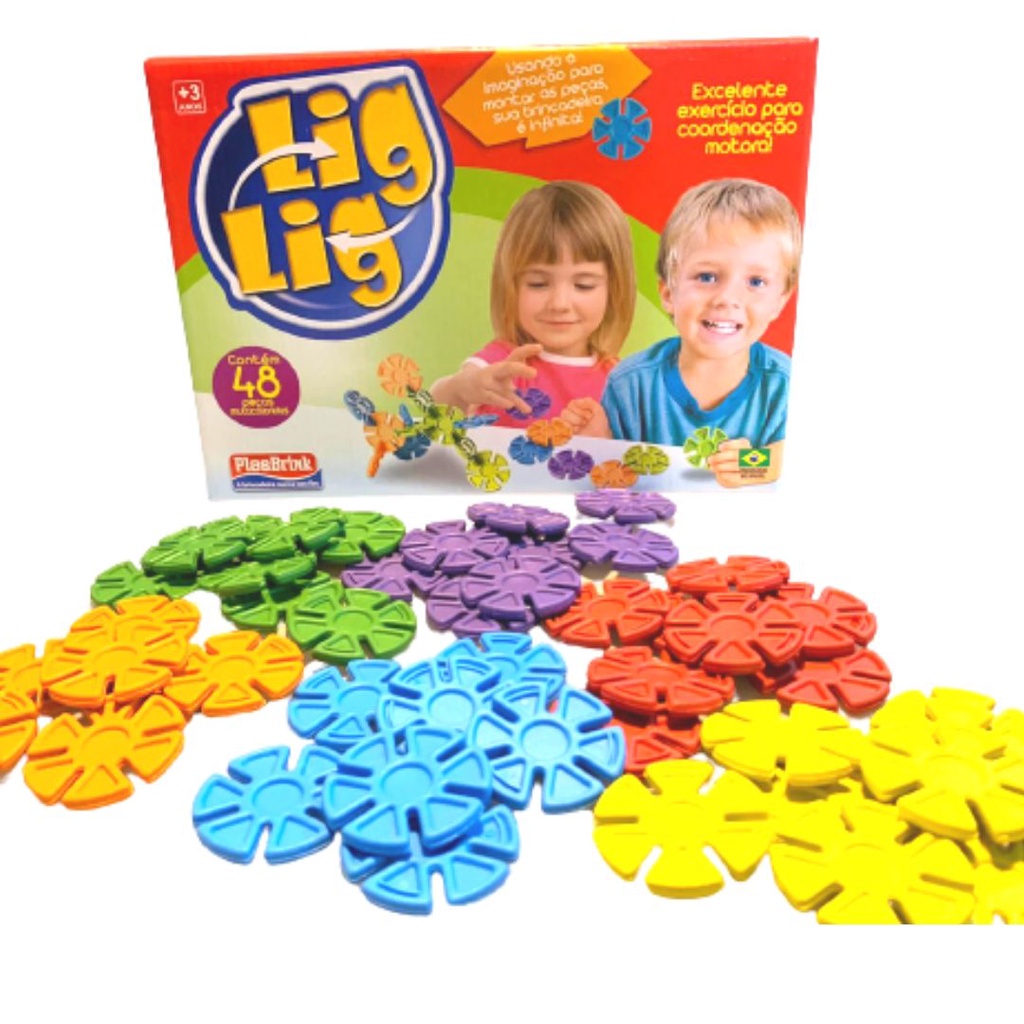 Brinquedo De Montar Lig Lig 48 Peças Didático Envio imediato - Oferta ...