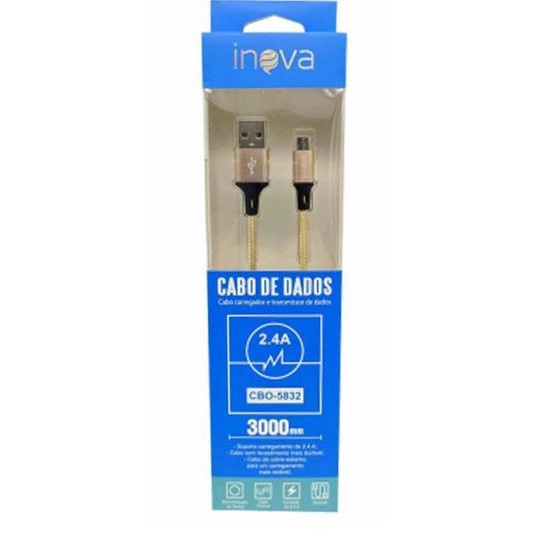 Cabo Inova V8 2.4a 3metros Cbo-5832 | Shopee Brasil
