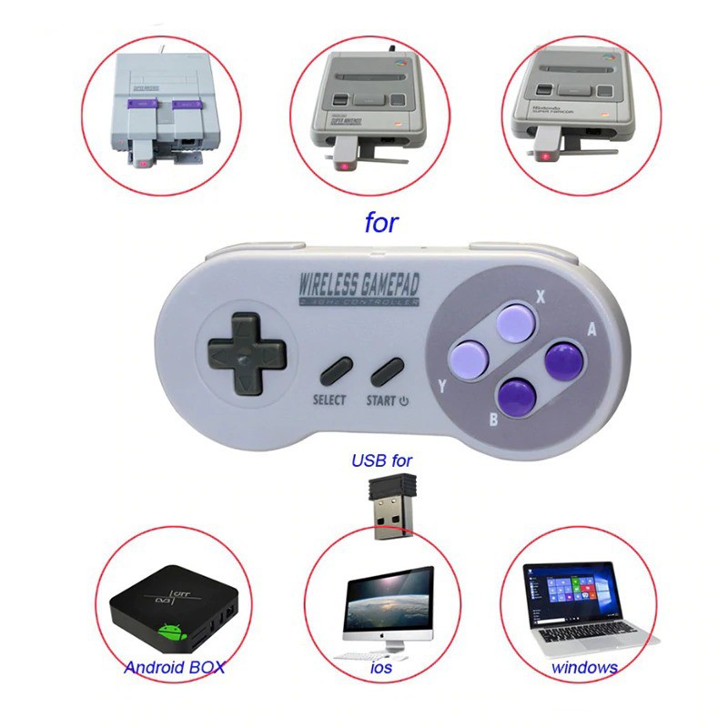Controle Roxo Wireless Para Mini Snes Mini Nes Pi3 Pc Shopee Brasil