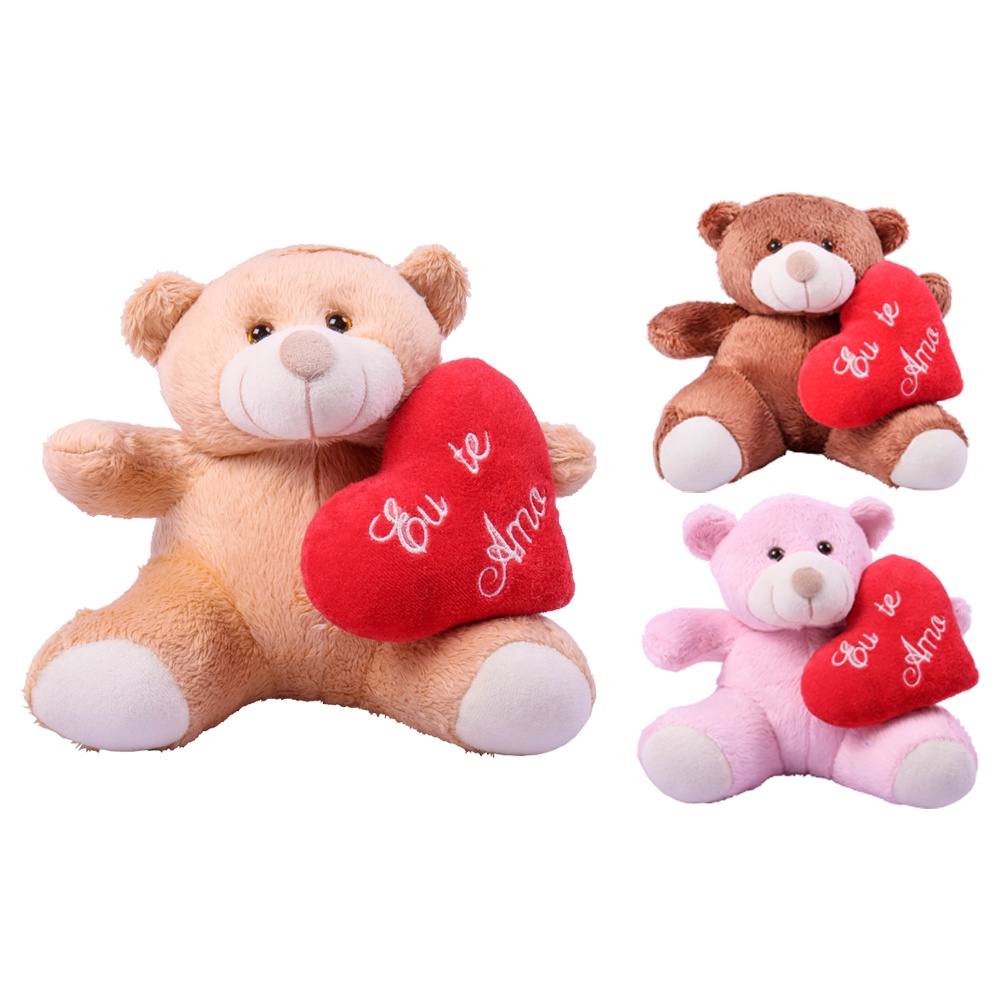 Urso Ursinho com coração escrito "eu te amo" para presente 20cm dia dos ...