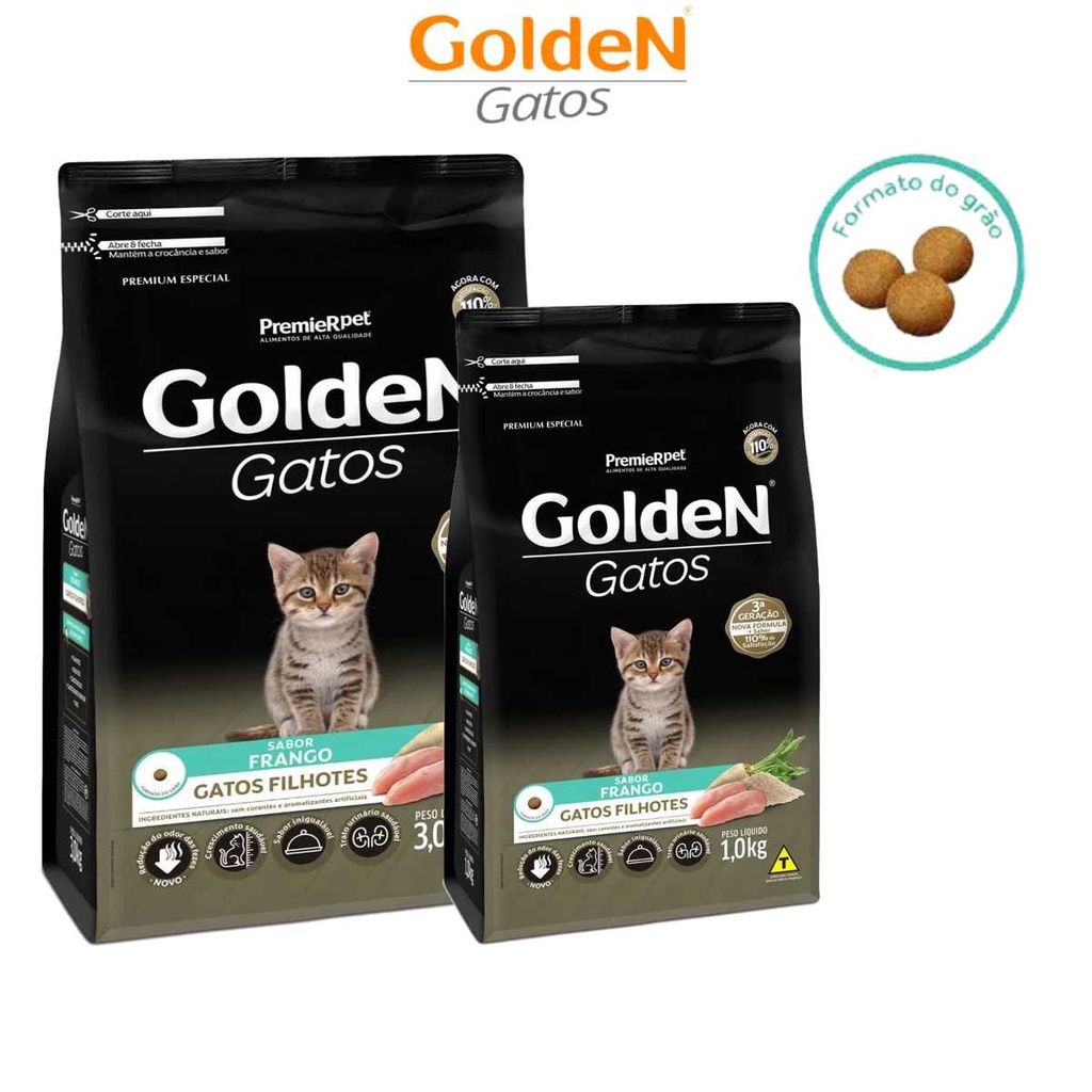 Ração Golden Gatos Sabor Frango Para Gato Filhote - Desconto no Preço