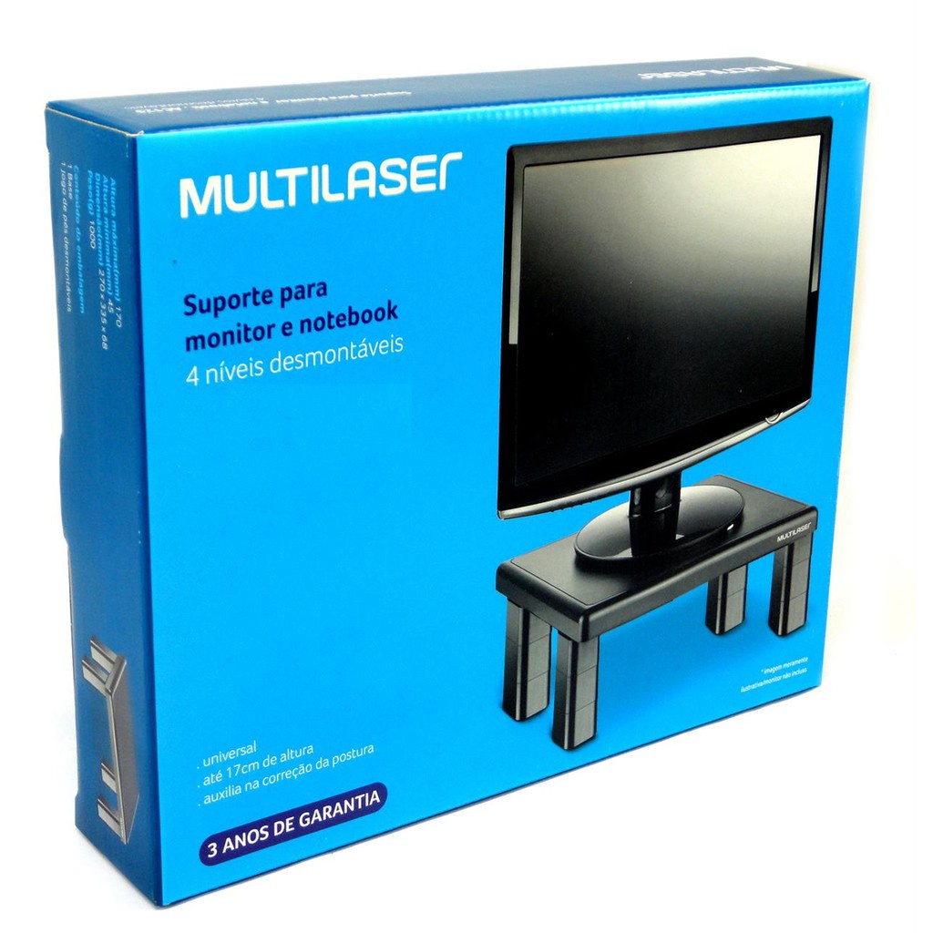 Suporte p/monitor e notebook quadrado c/4 niveis de altura AC125 ...
