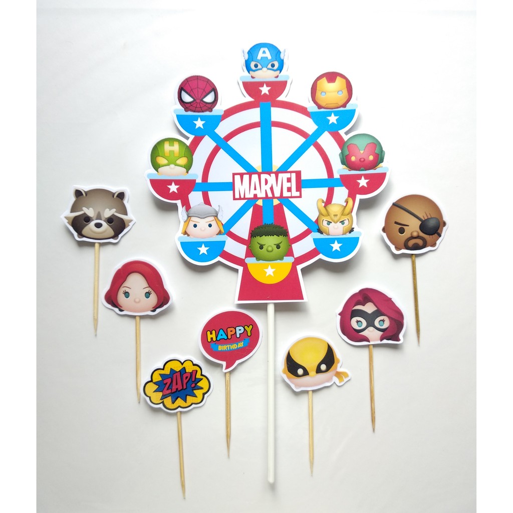 Kit Bolo Topper / Cake Banner 15x24 Lightning Tsum Tsum Avengers Marvel ...