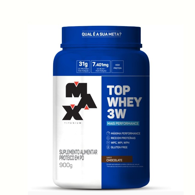 Whey Protein 3W - Top Whey - Max Titanium - 900g | Shopee Brasil