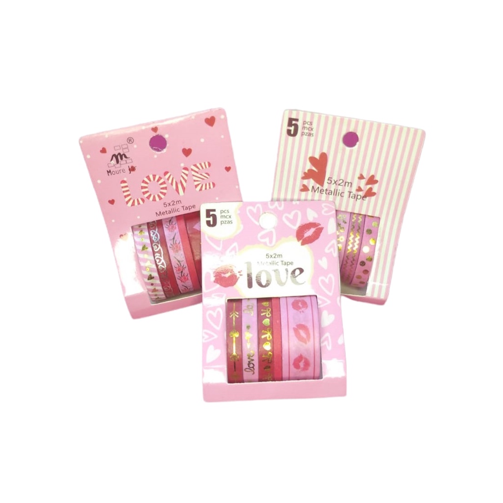 Kit 5 Washi Tape Metallice Tape Love Rosa | Shopee Brasil