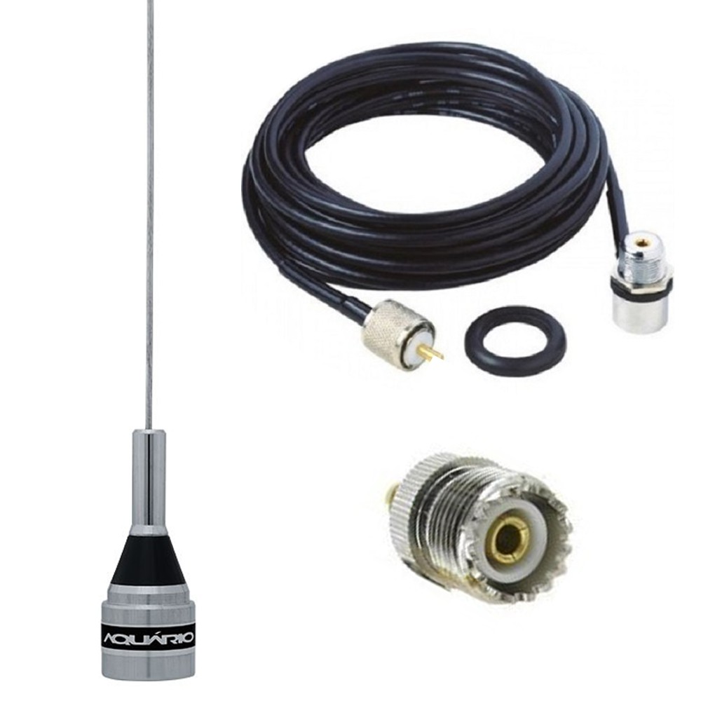 Antena Móvel Vhf 50cm M-300c Cabo Coaxial 3,5mts Adaptador Baofeng Sma Femea UHF Femea | Shopee ...