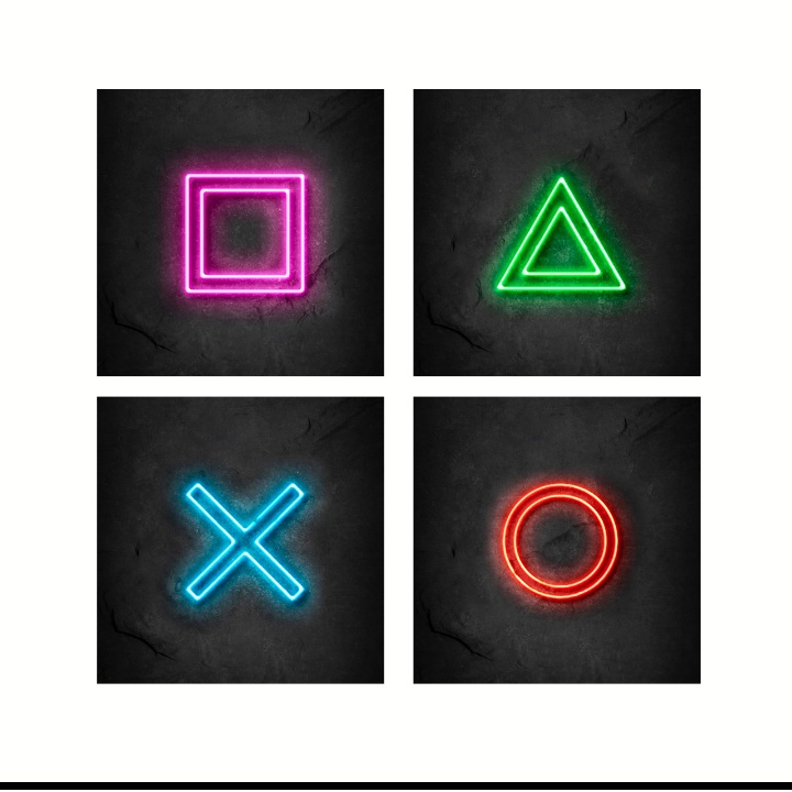 Kit de placas em MDF 4 peças 20X20 cm. Símbolos controle Playstation ...