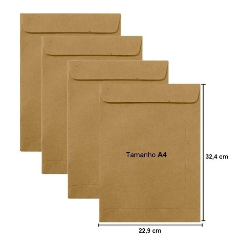 Envelope (saco) Kraft Natural 22,9x32,4cm SKN 33 c/ 50 Unidades ...