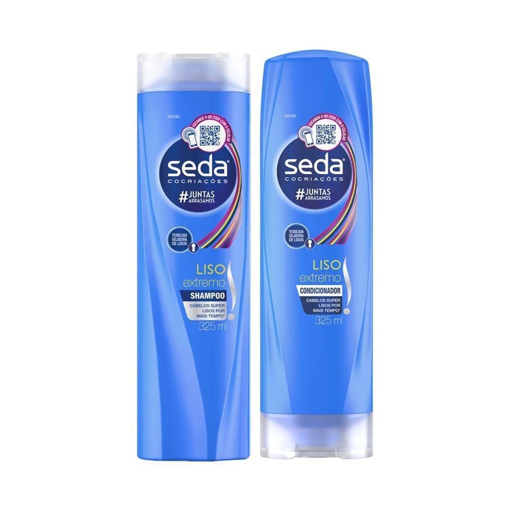 Kit Seda Shampoo + Condicionador Liso Extremo 325 ml | Shopee Brasil