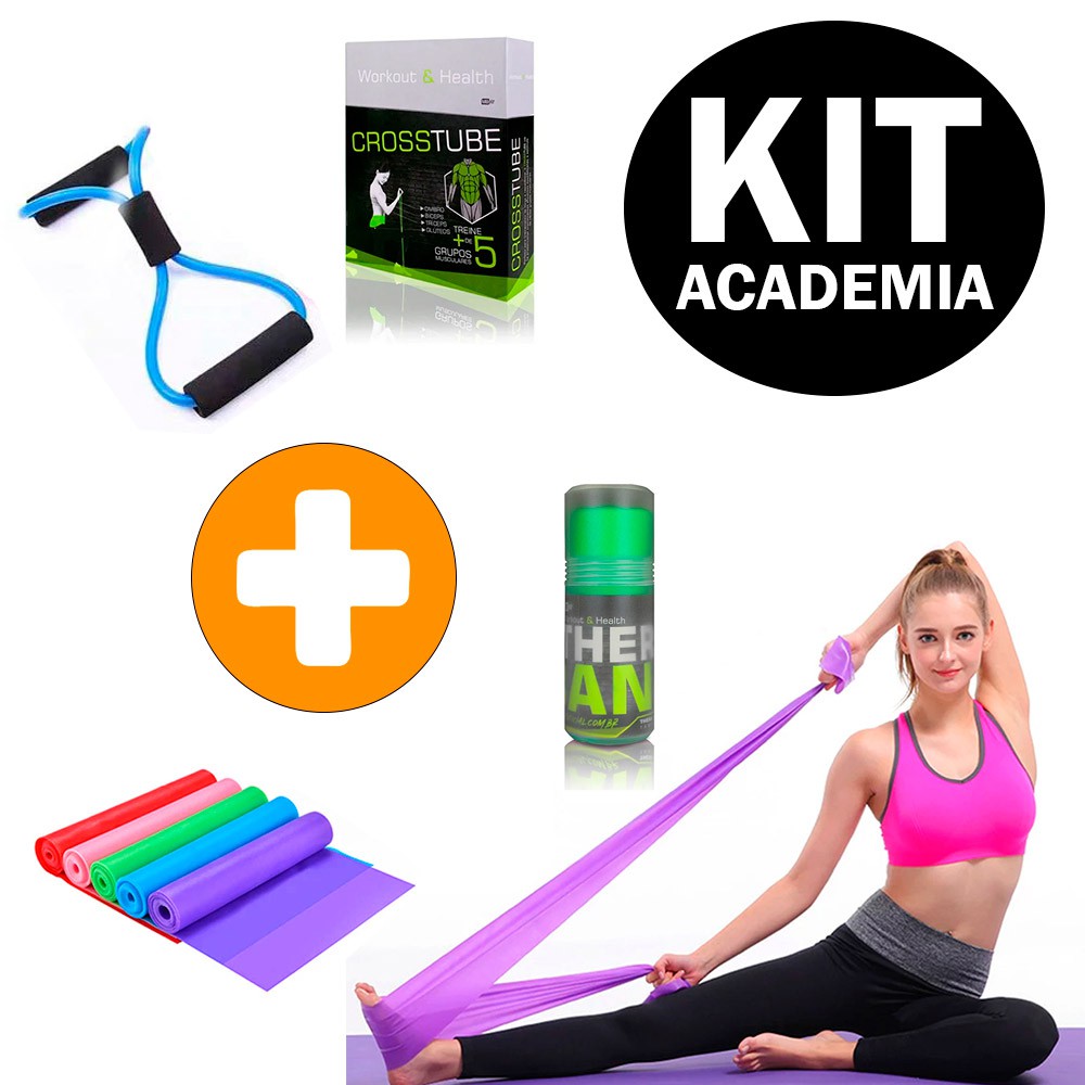 Kit Elástico de Tensão Extensor Cross Tube + Elástico para Fisioterapia ...