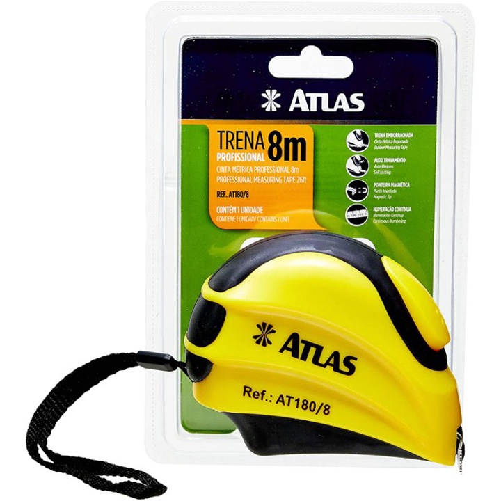 Trena Profissional Atlas 8 metros com Ponta Magnetica e Mecanismo de ...