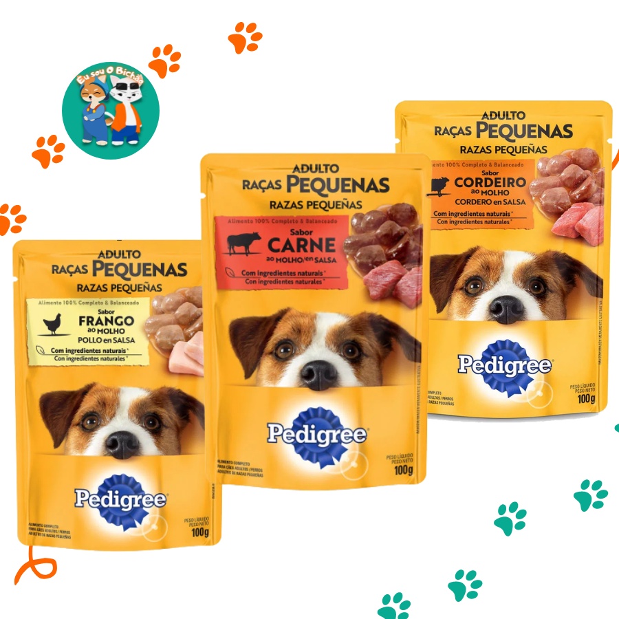 Sache Pedigree para Cães Adultos Raças Pequenas Sabores Carne/Frango ...