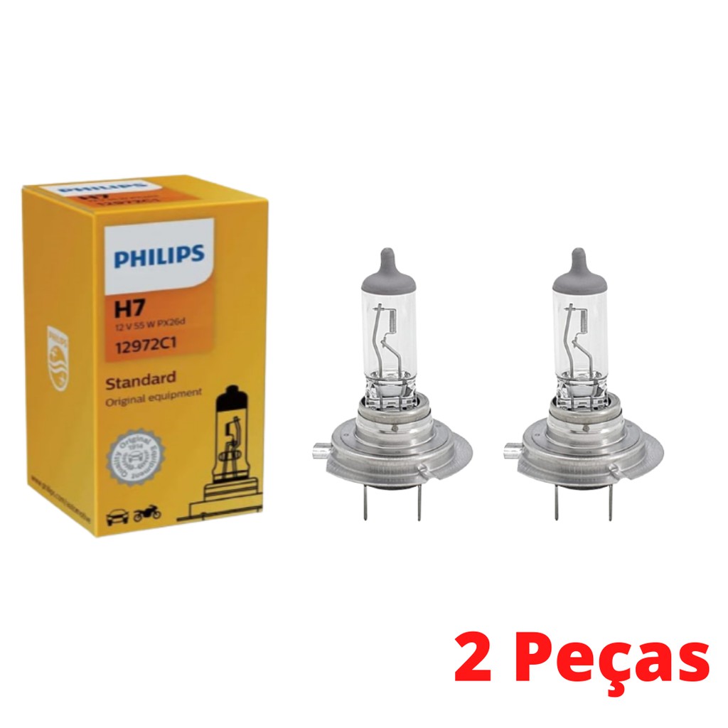Lâmpada Automotiva Farol Carro 12v Mod Halógena H7 55w Original Philips ...