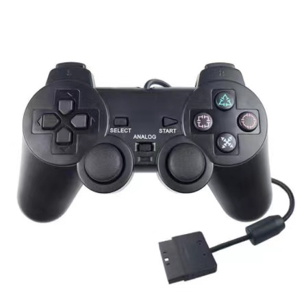 Controle Joystick Preto Usb Dual Shock PS2 PC Computador | Shopee Brasil