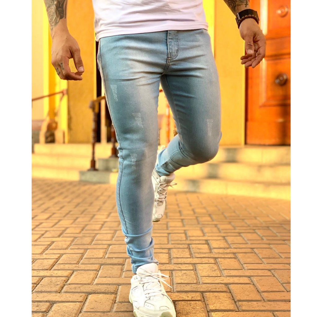 Manal Jeans Calça Jeans Masculina Skinny Com Elastano Premium Justa