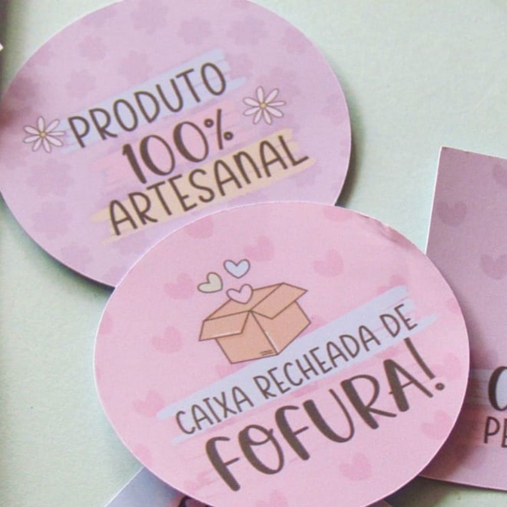 50 Adesivos Personalizados para embalagens Redondo com 3,5/3,5 cm com recorte eletrônico ...