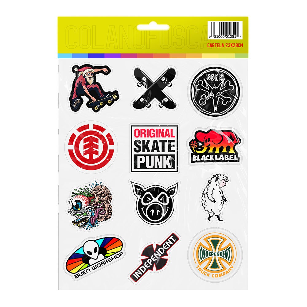 Super Cartela De Adesivos Skate Marcas Skateboard Sk6 | Shopee Brasil