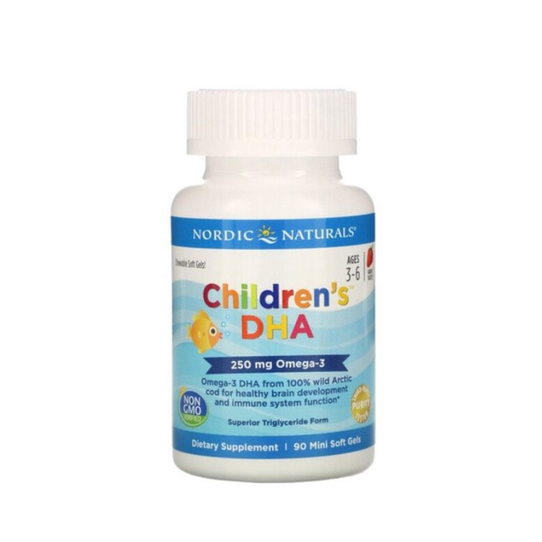 Children's DHA, 3 a 6 Anos, Morango, 62.5 mg, 90 Minicápsulas Softgel ...