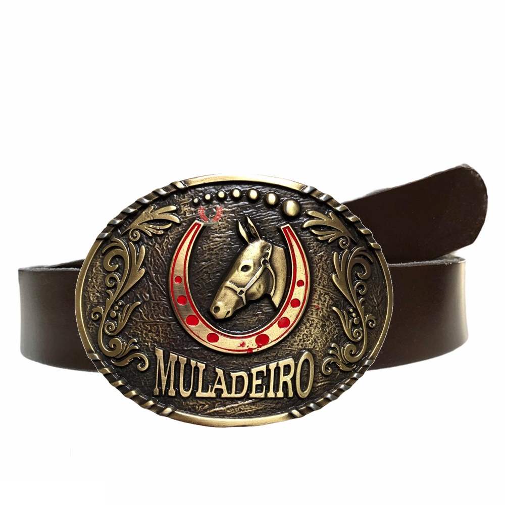 Cinto Country de Couro Legítimo com Fivela Cowboy Muladeiro Unissex ...