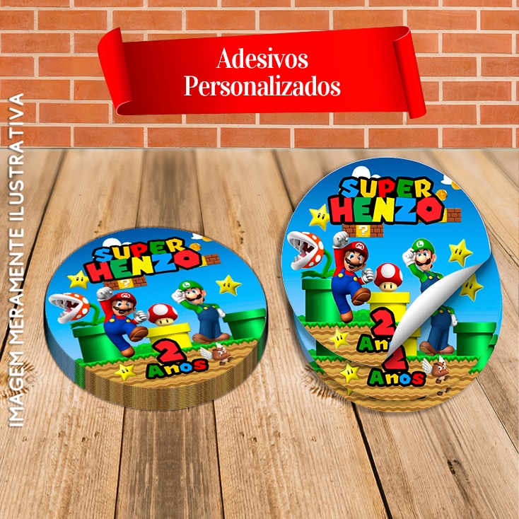 Adesivos Redondos Personalizados Mario Bros | Shopee Brasil